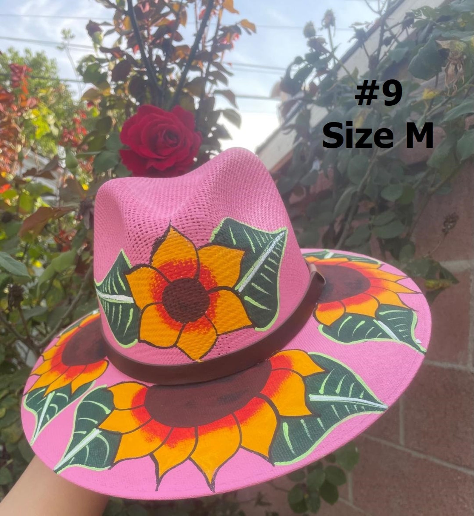 Hand Painted Hat Sunflower Handpainted Sunflower Artisanal Hat ...