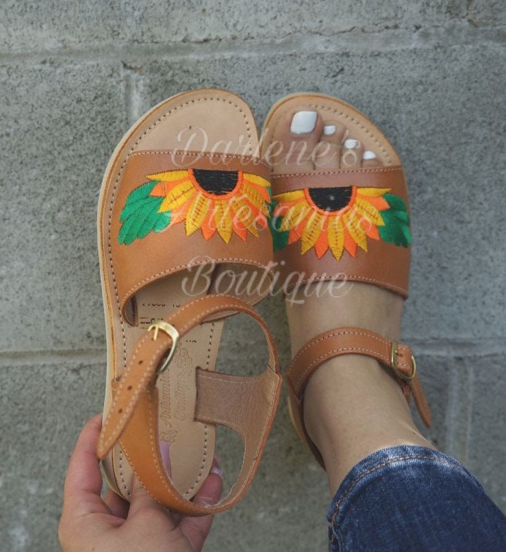 Huarache Sandal Sunflower Open Toes/ Leather Sandal for Woman/ Huarache ...