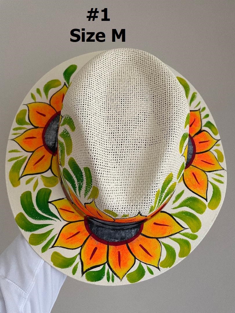 Hand Painted Hat Sunflower Handpainted Sunflower Artisanal Hat ...