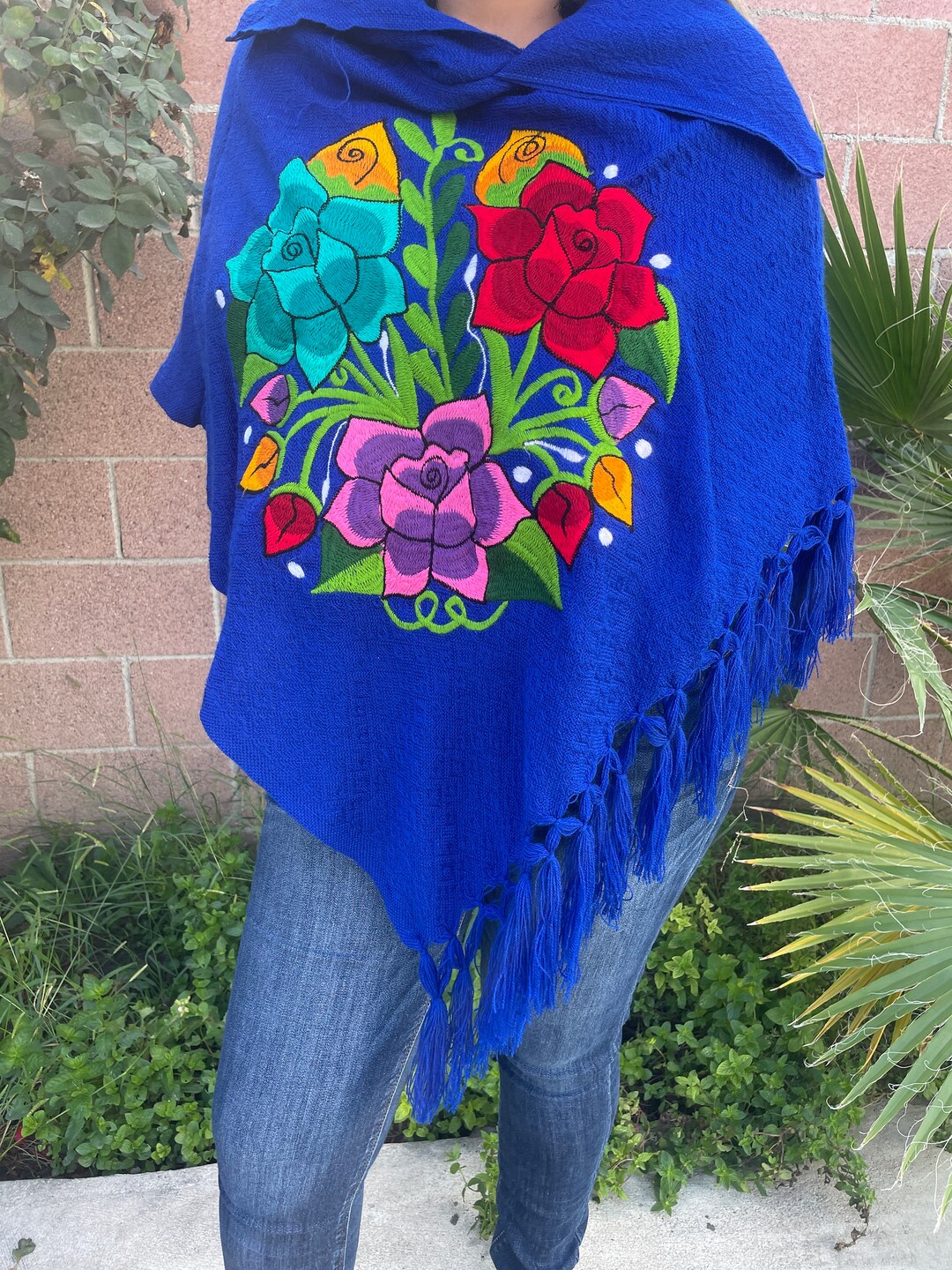 Embroidered Floral Poncho, Embroidered Capes, Handmade Ponchos, Floral ...