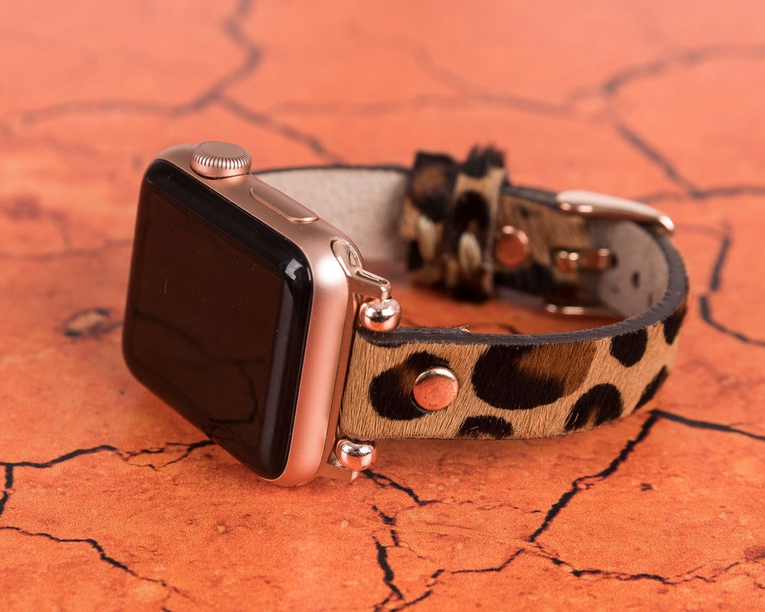 Leopard Print Leather Apple Watch Band: Furry Iwatch Strap - Etsy