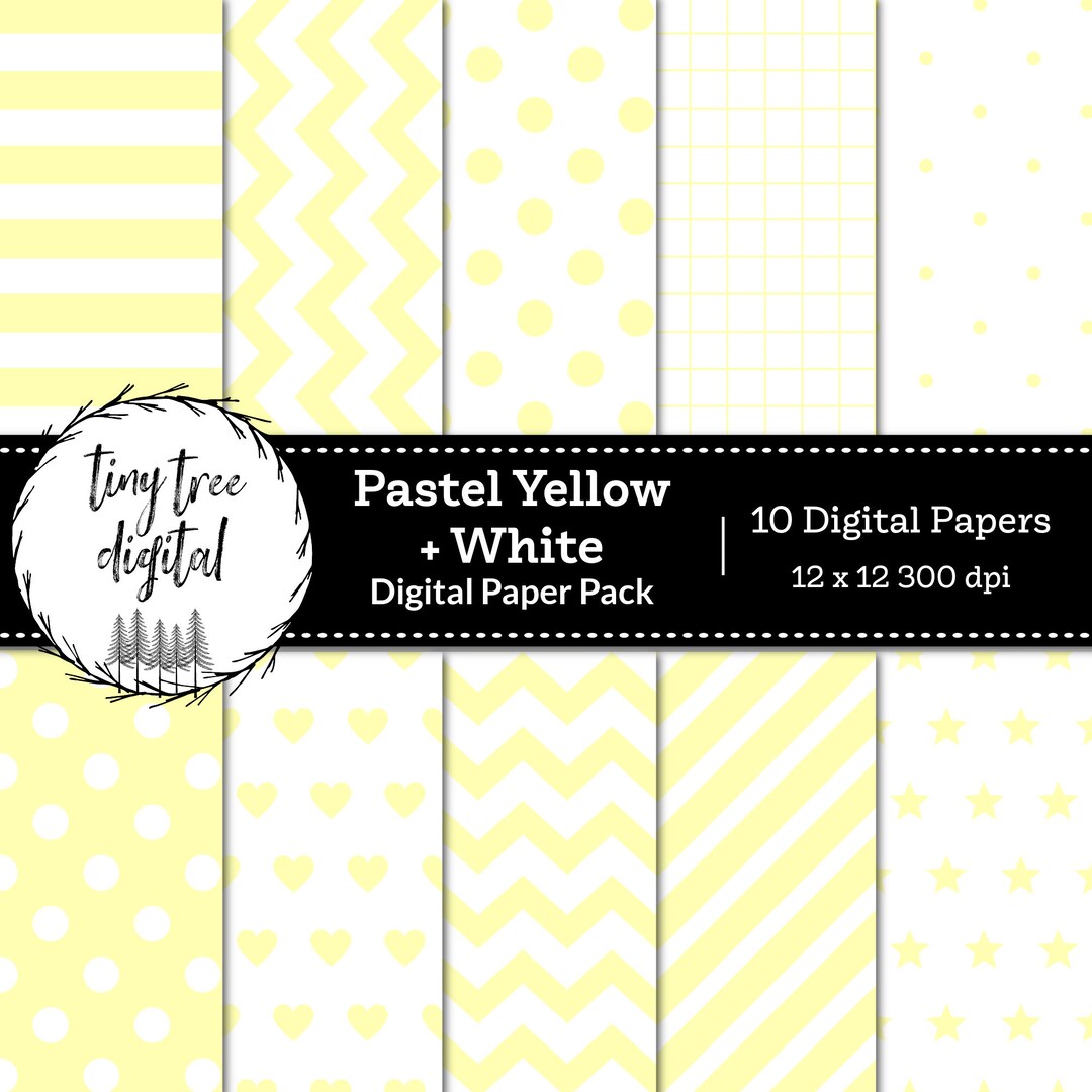 PASTEL YELLOW and WHITE Digital Paper Backgrounds Patterns Digital ...