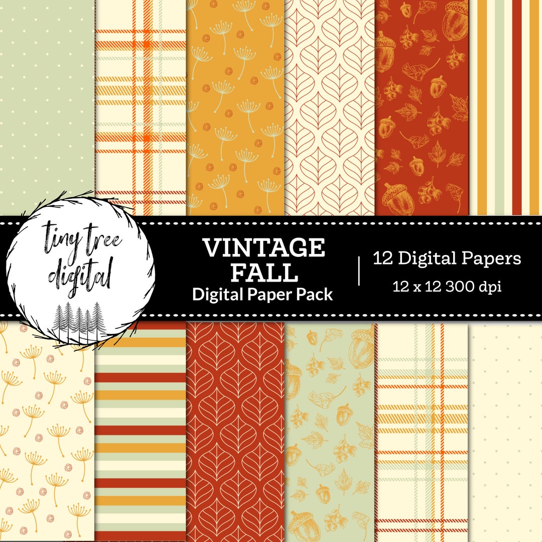VINTAGE FALL PATTERNS Digital Paper Backgrounds Digital Scrapbook Paper ...