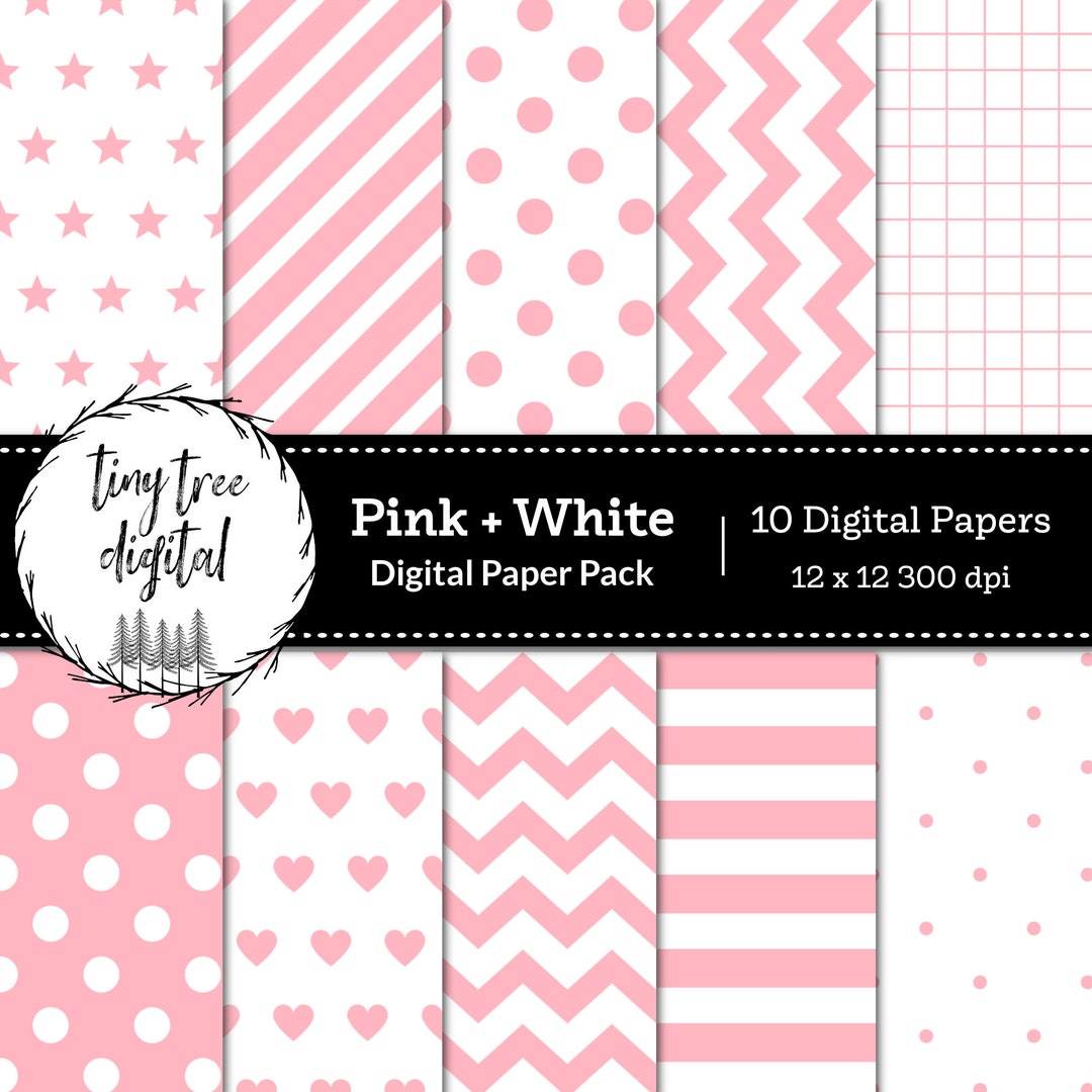 PINK AND WHITE Digital Paper Backgrounds Patterns Digital - Etsy