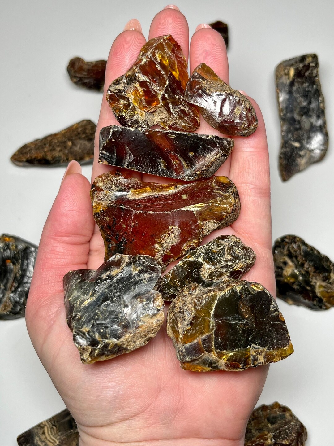 Raw Cherry Amber From Indonesia * Fossil Tree Resin * UV Reactive Blue ...