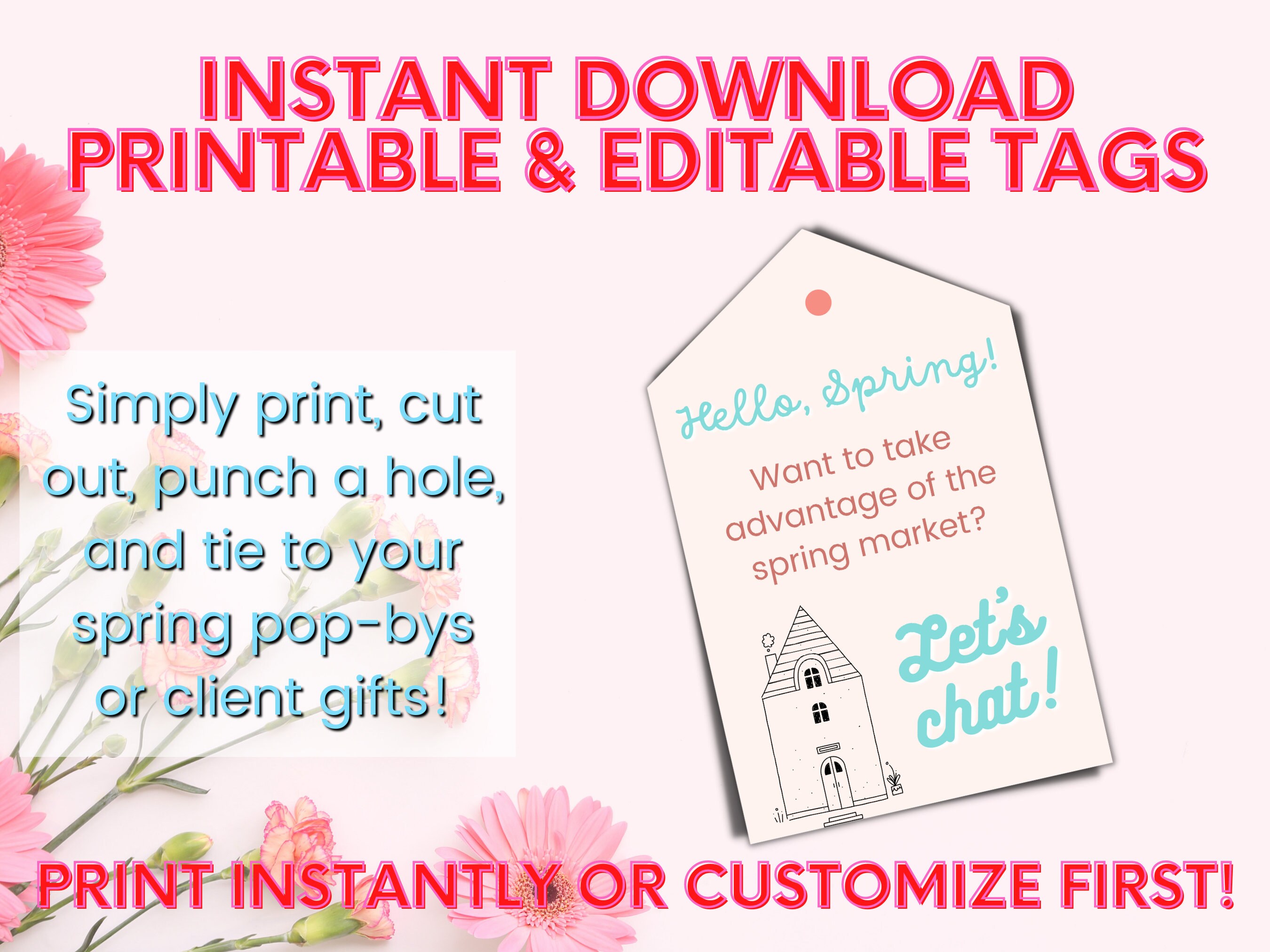Spring Real Estate Agent Pop-by Tags for Sellers Editable - Etsy