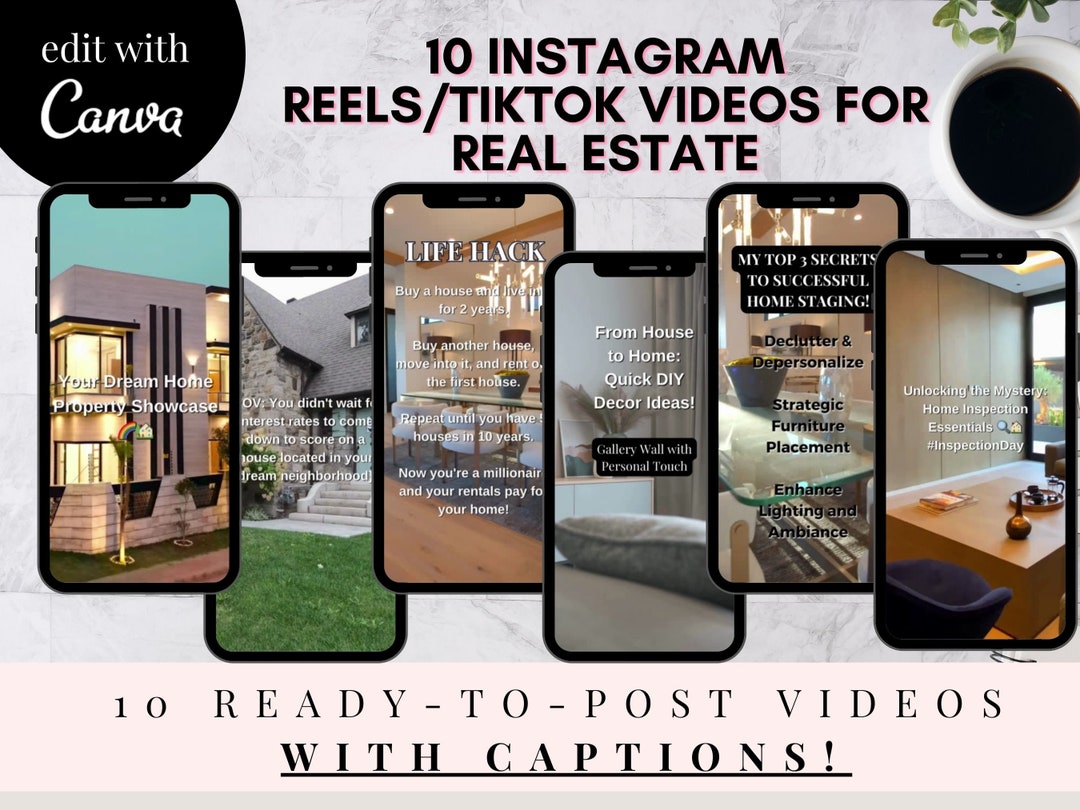 Real Estate Instagram Reels Tiktok Videos Social Media Posts, Ready to Use Marketing Realtor ...