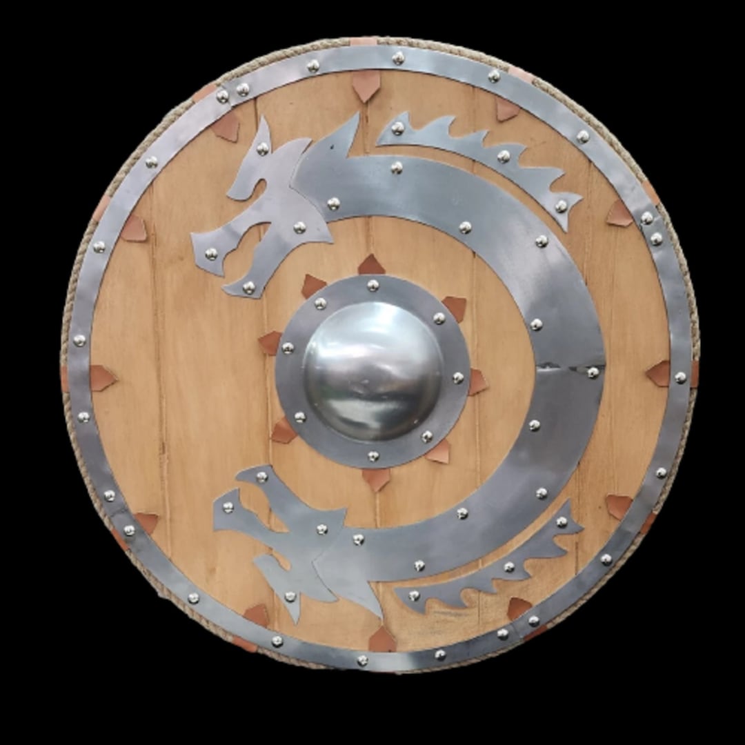 Dragon Face Round Wooden Shield , Viking Wooden Shield , Medieval ...