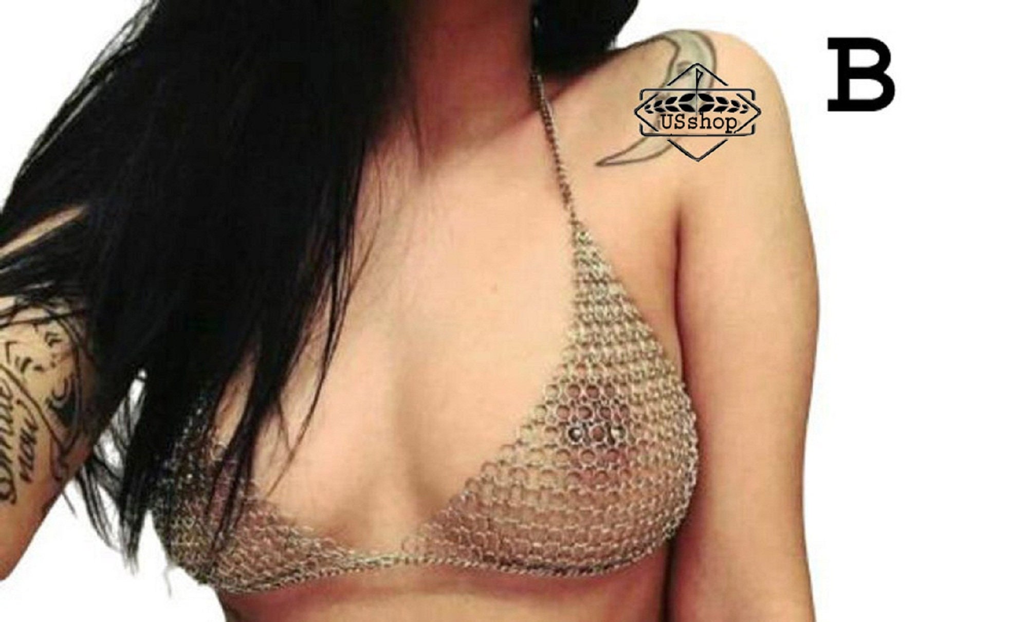 Butted Aluminium Bra Bikini Top Metal Sexy Chainmail For Girls Sexy