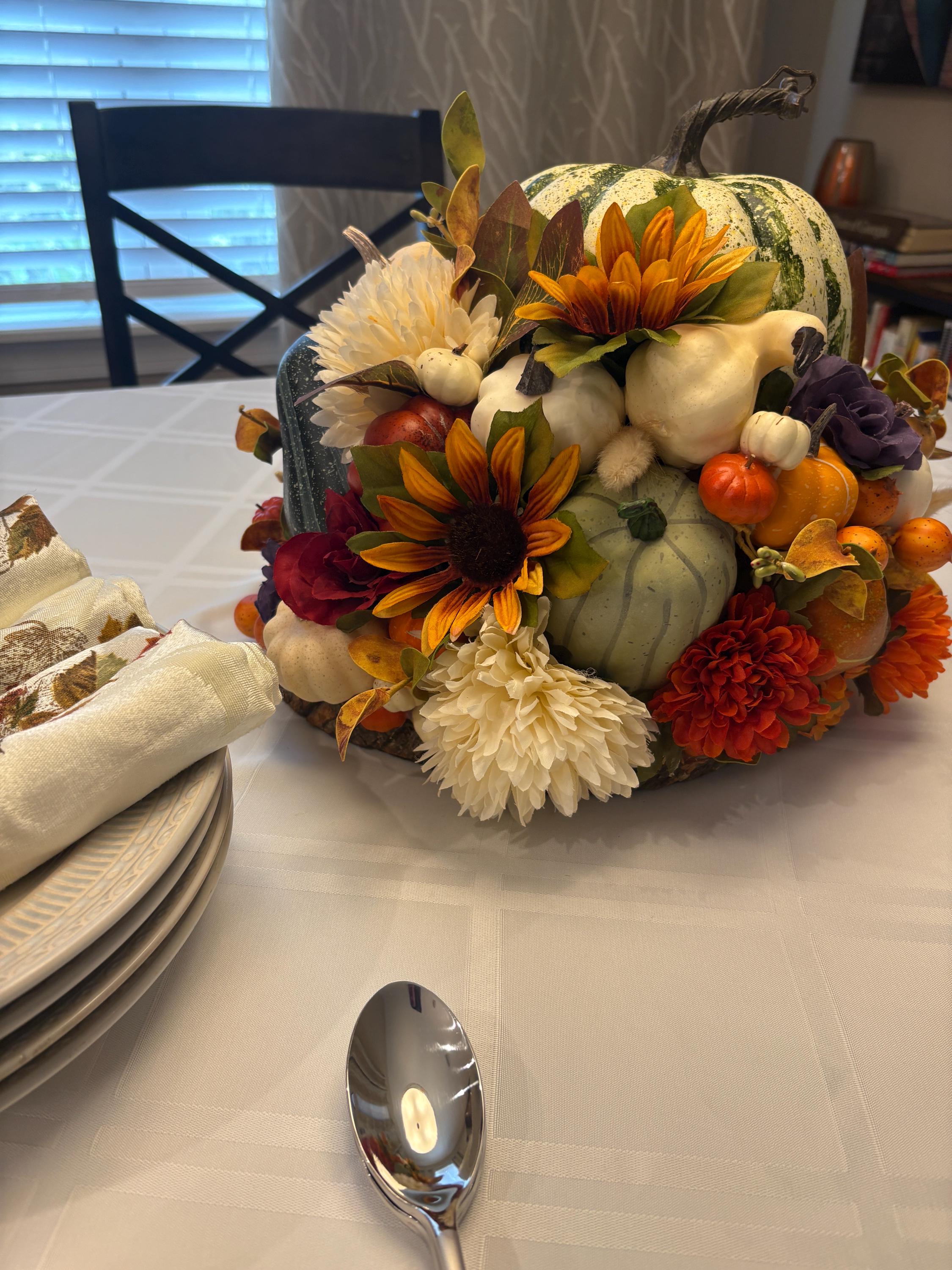 Thankful Harvest Centerpiece, Pumpkin Centerpiece, Pumpkin Decor, Fall ...