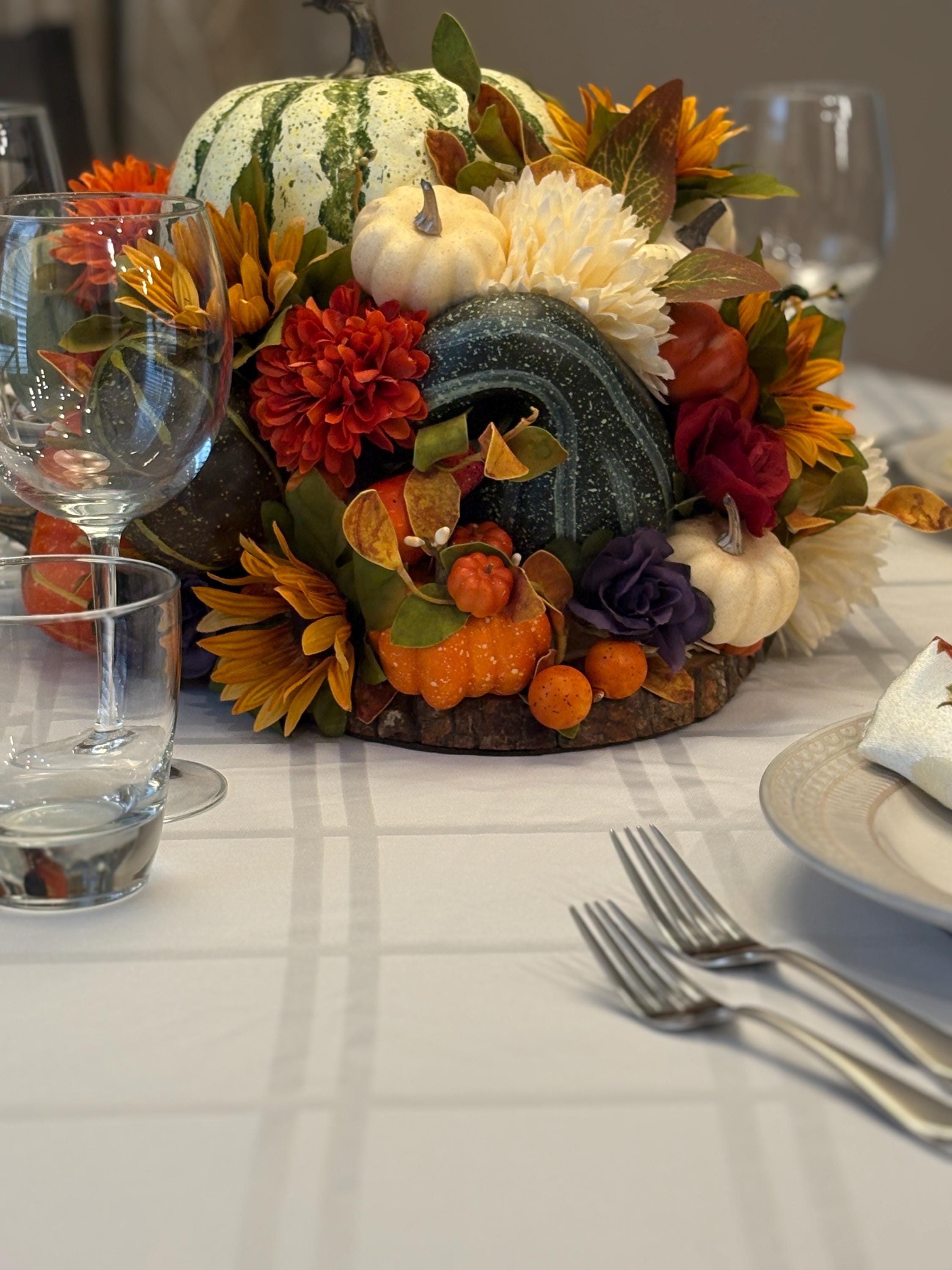 Thankful Harvest Centerpiece, Pumpkin Centerpiece, Pumpkin Decor, Fall ...