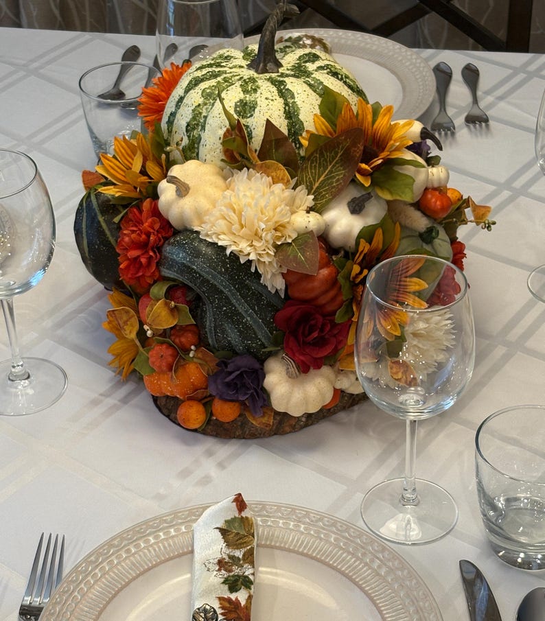 Thankful Harvest Centerpiece, Pumpkin Centerpiece, Pumpkin Decor, Fall ...