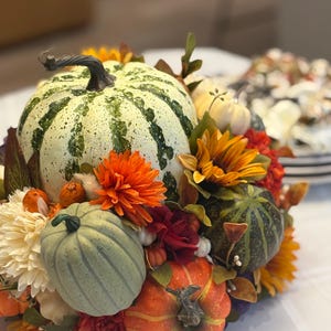 Thankful Harvest Centerpiece, Pumpkin Centerpiece, Pumpkin Decor, Fall ...
