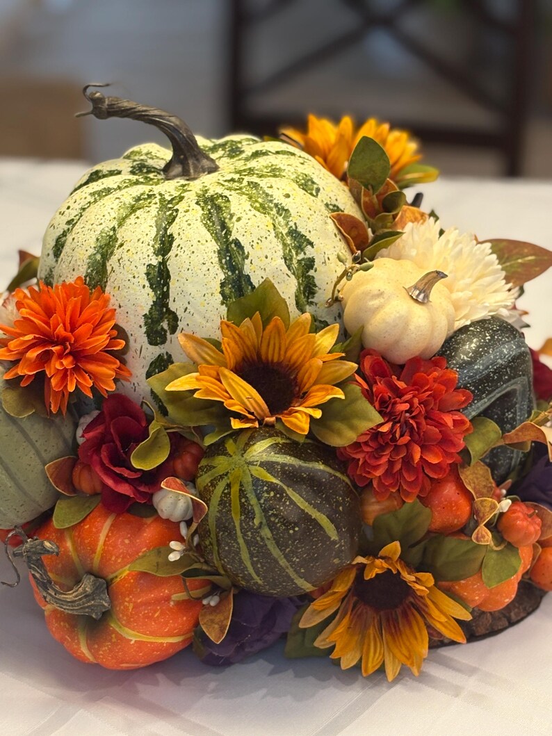 Thankful Harvest Centerpiece, Pumpkin Centerpiece, Pumpkin Decor, Fall ...