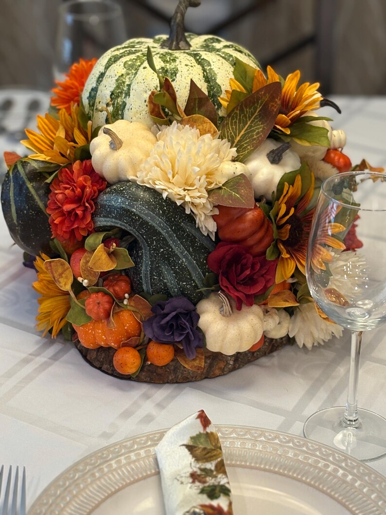 Thankful Harvest Centerpiece, Pumpkin Centerpiece, Pumpkin Decor, Fall ...