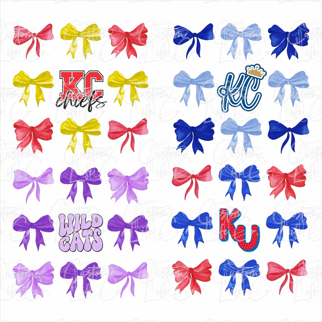 Kansas Teams | Watercolor Bows | Digital Download | DTF | Print ...