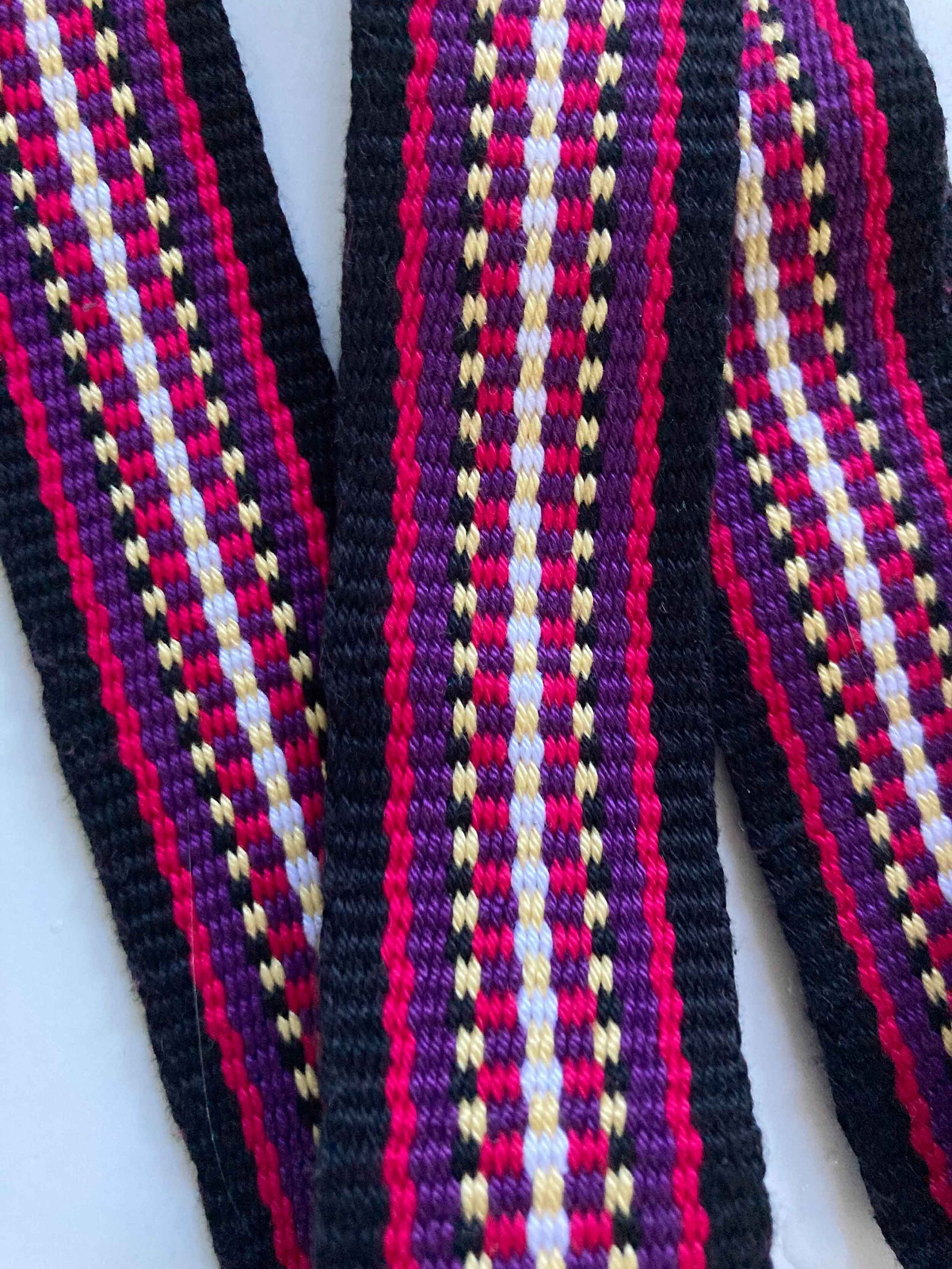 Cross-body Strap: Plain-weave Hand Woven Band in Black, Fuchsia, Purple ...