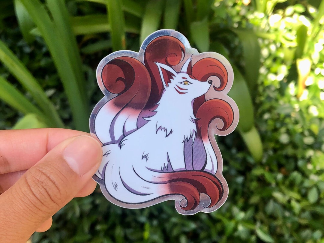 Kitsune Mirror Holographic Sticker Japanese Red White Fox Decal Yokai ...