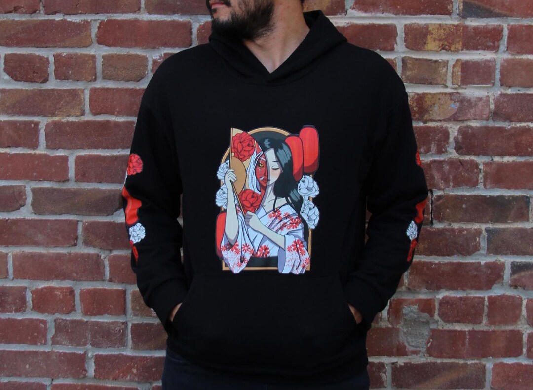 Oni Girl Unisex Hooded Sweatshirt - Demon Geisha Hoodie - Anime Yokai ...