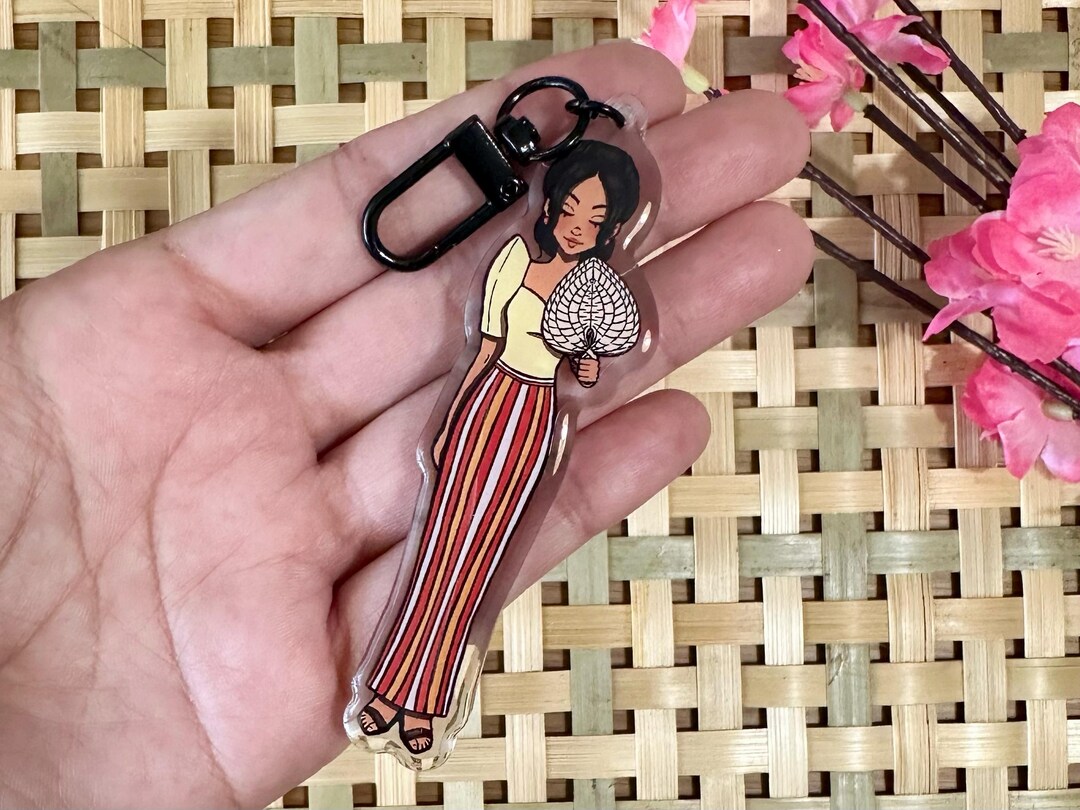 Filipiniana Girl Keychain - Filipina Girl Acrylic Charm - Philippine ...