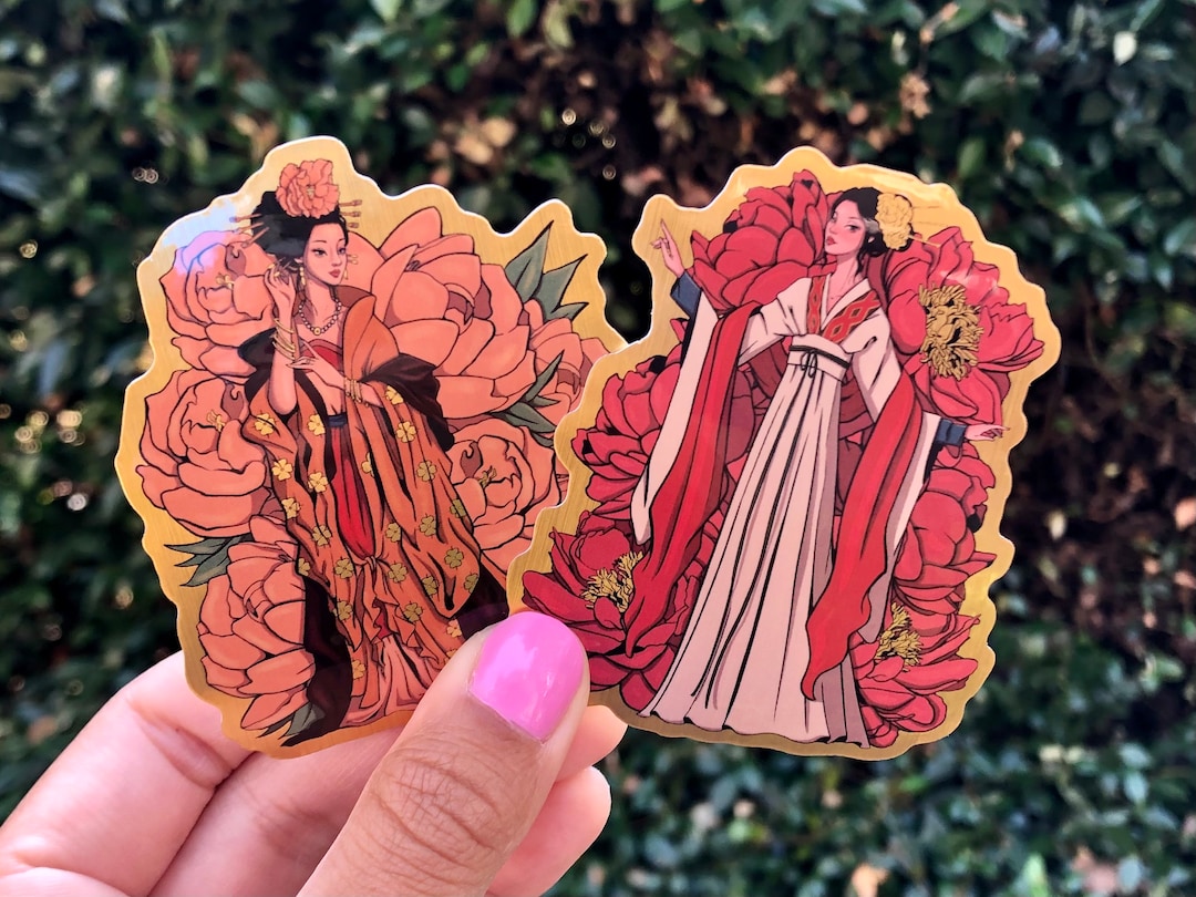 Yang Gui Fei and Diaochan Gold Brushed Stickers - Chinese Legendary ...