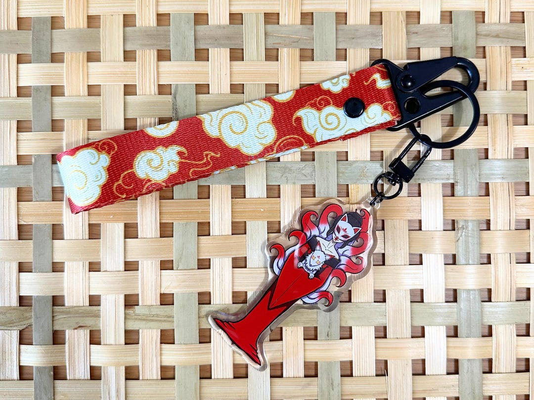 Kitsune Geisha and Cloud Wrist Strap Bundle Geisha Yokai Acrylic Charm ...