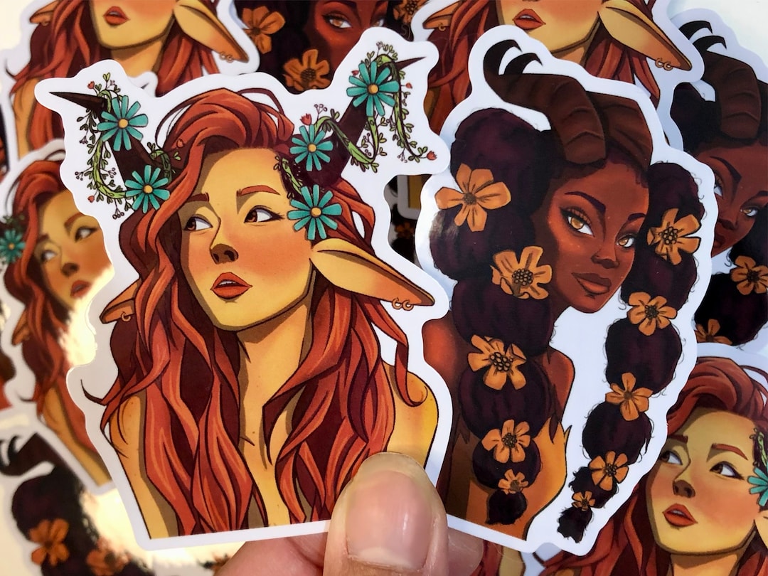 Summer Faun and Fall Faun Sticker - Satyrs Art - Greek Mythology Decal ...