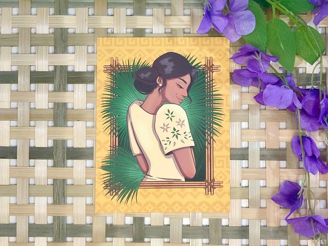 Filipiniana Postcard Filipina Girl Mini Art Print Pinay Pride ...