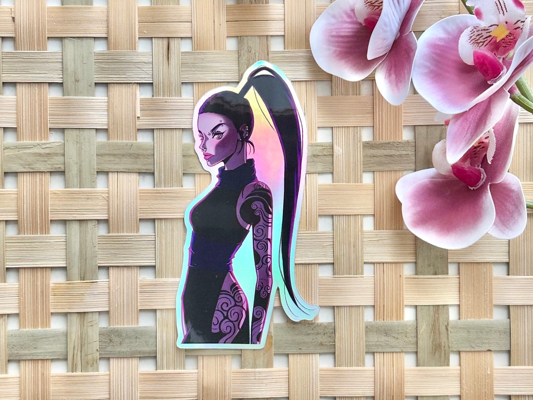 Kunoichi Holographic Sticker Cyberpunk Female Ninja Assassin Waterproof ...