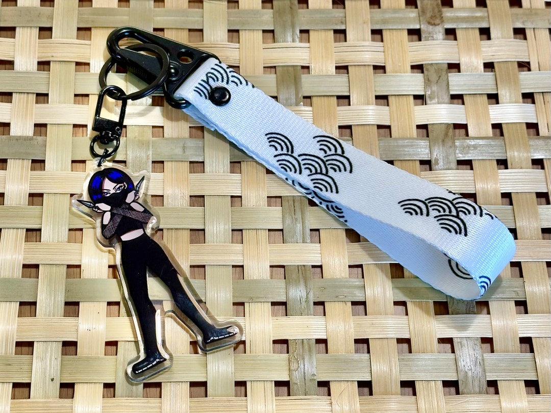 Ninja Girl Keychain and Wrist Strap Bundle Kunoichi Acrylic Charm and ...