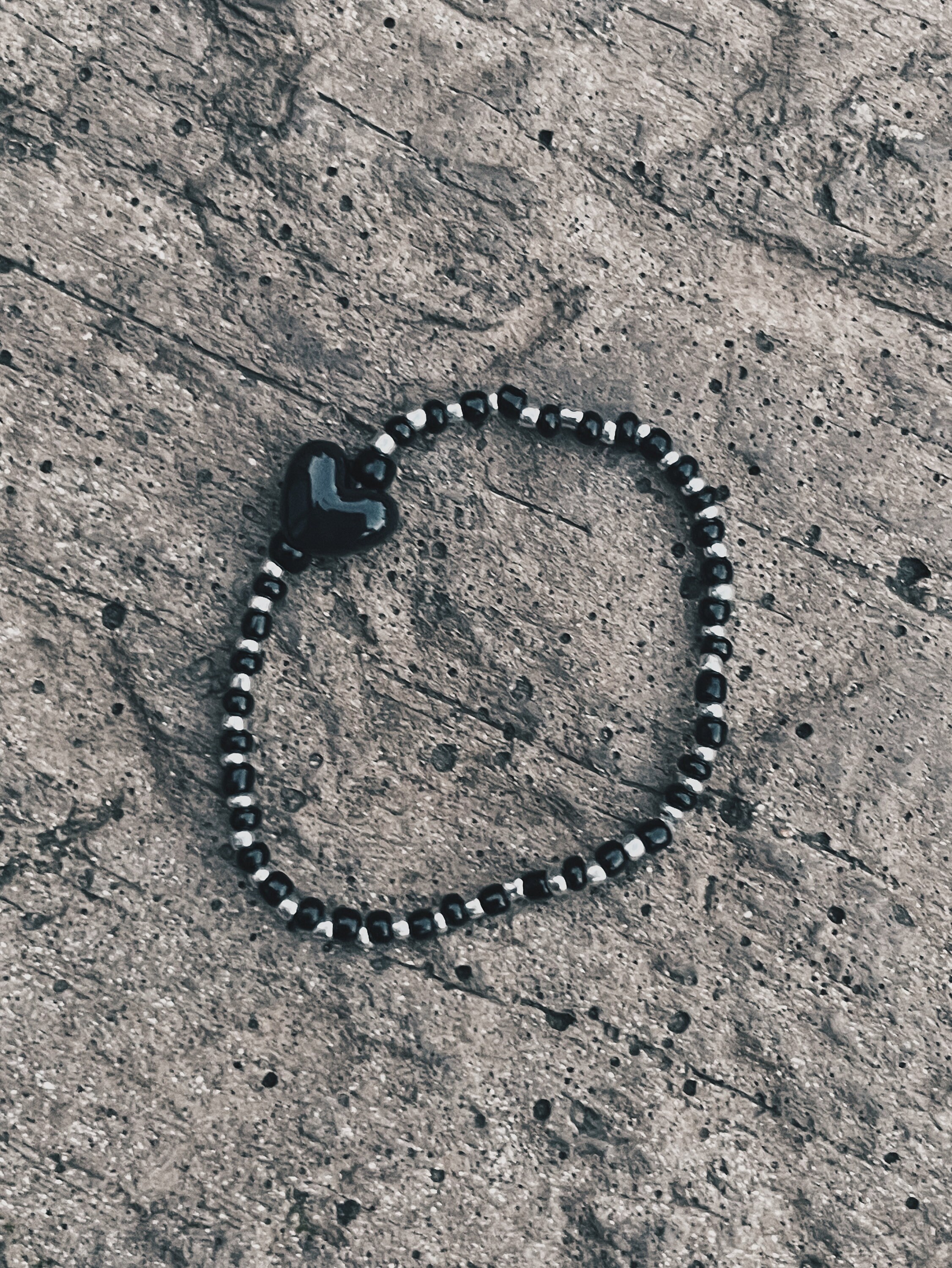 Alt Grunge Goth Jewellery Black heart Beaded Bracelet | Etsy