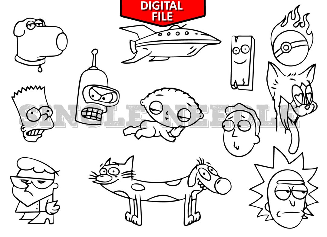 Cartoon Tattoo Flash Sheet Stencil for Real Stick and Poke Tattoos - Etsy