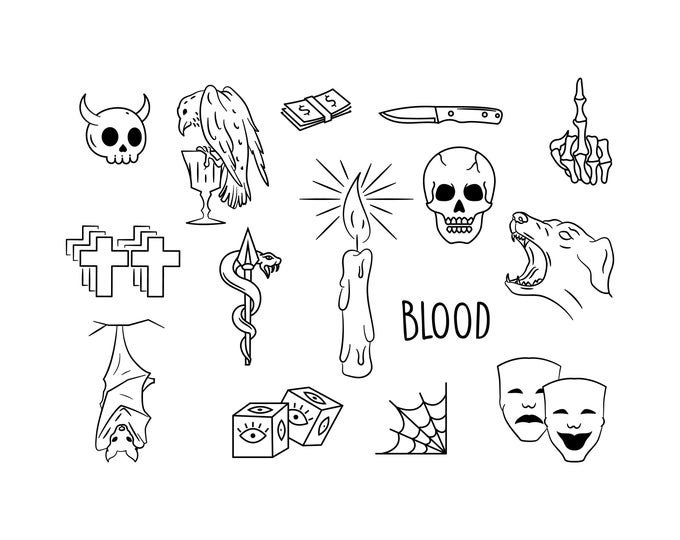 Stencils Horror Tattoo Designs, Ready-to-use, Easy-to-apply, Creepy ...