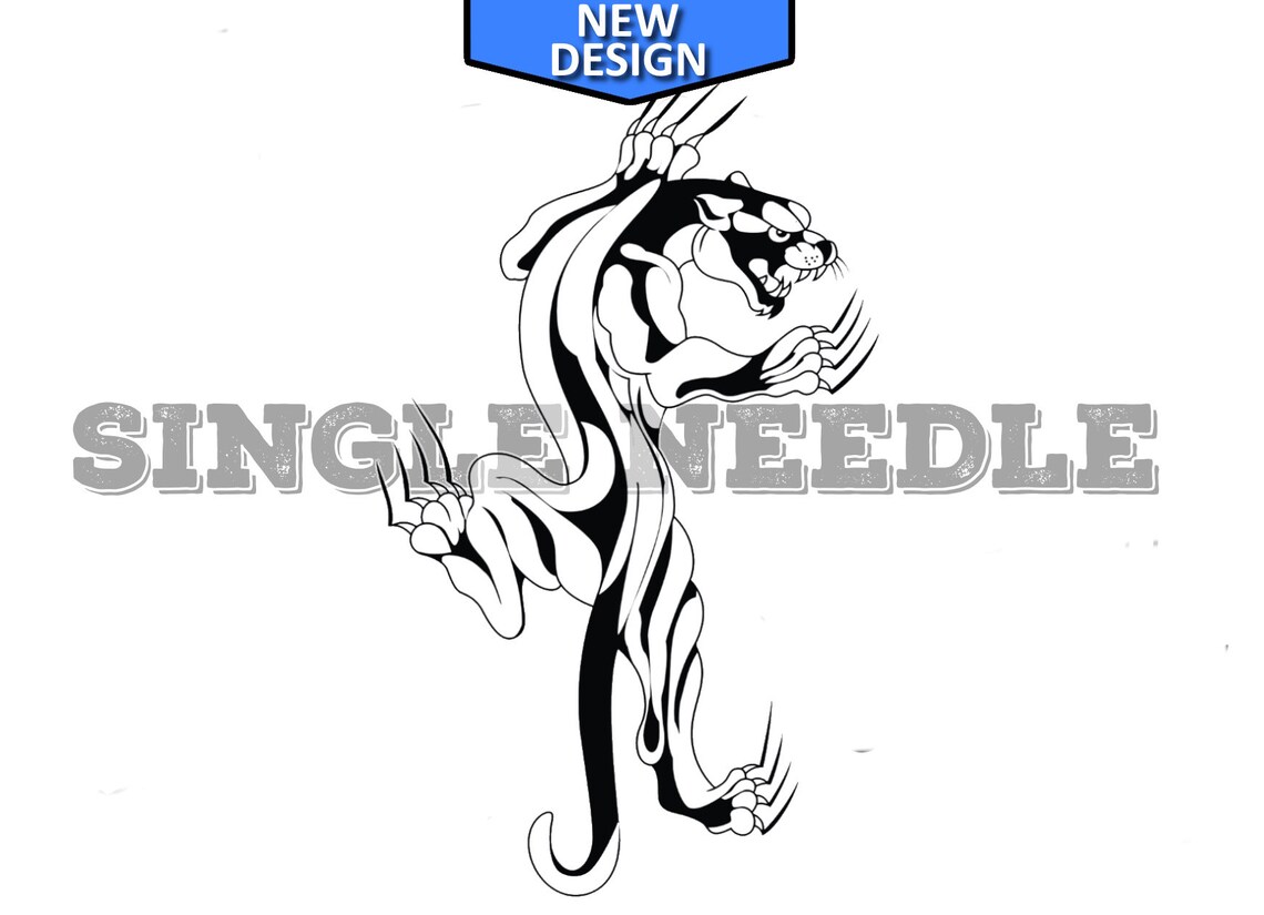 Traditional Panther Tattoo Flash Sheet Stencil for Real Stick and Poke ...