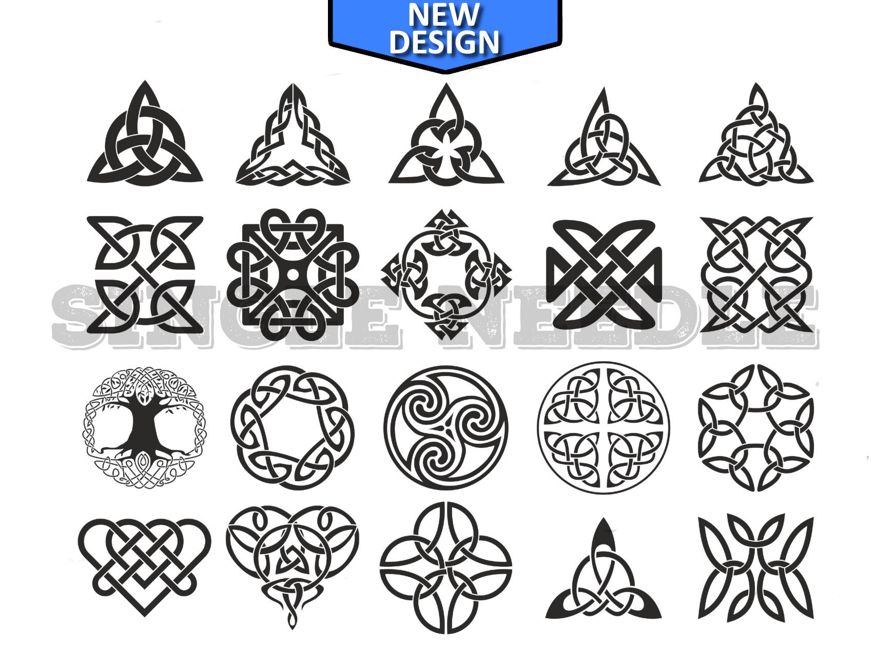 Celtic Patterns Themed Hand Poke Ready to Use Tattoo Stencil - Etsy
