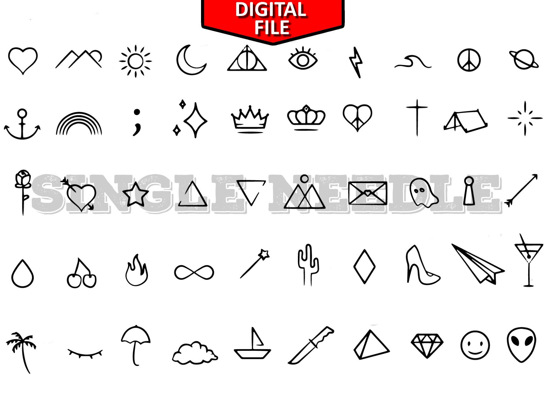 50 Mini Tattoo Flash Sheet Stencil for Real Stick and Poke Tattoos - Etsy