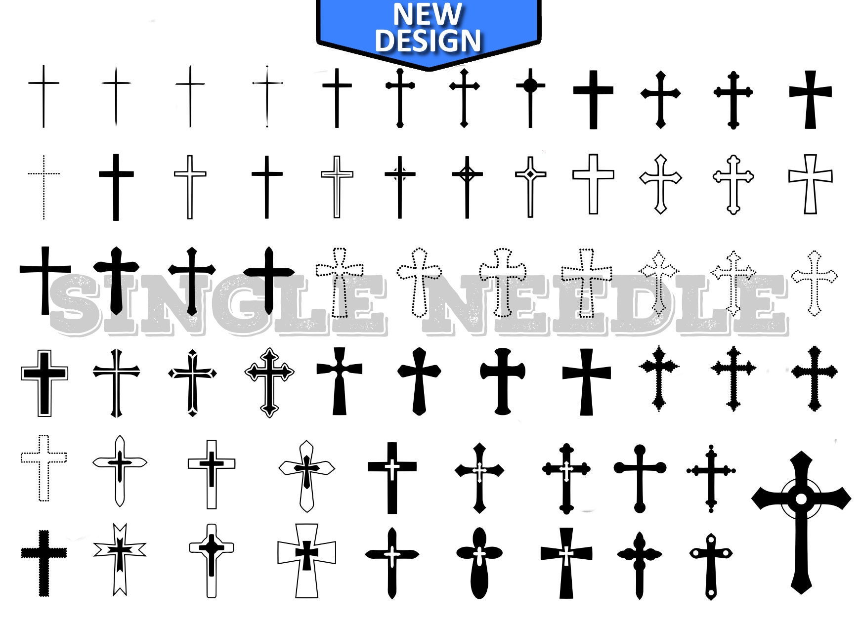 Crosses Mini Religious Tattoo Flash Sheet Stencil for Real Stick and ...
