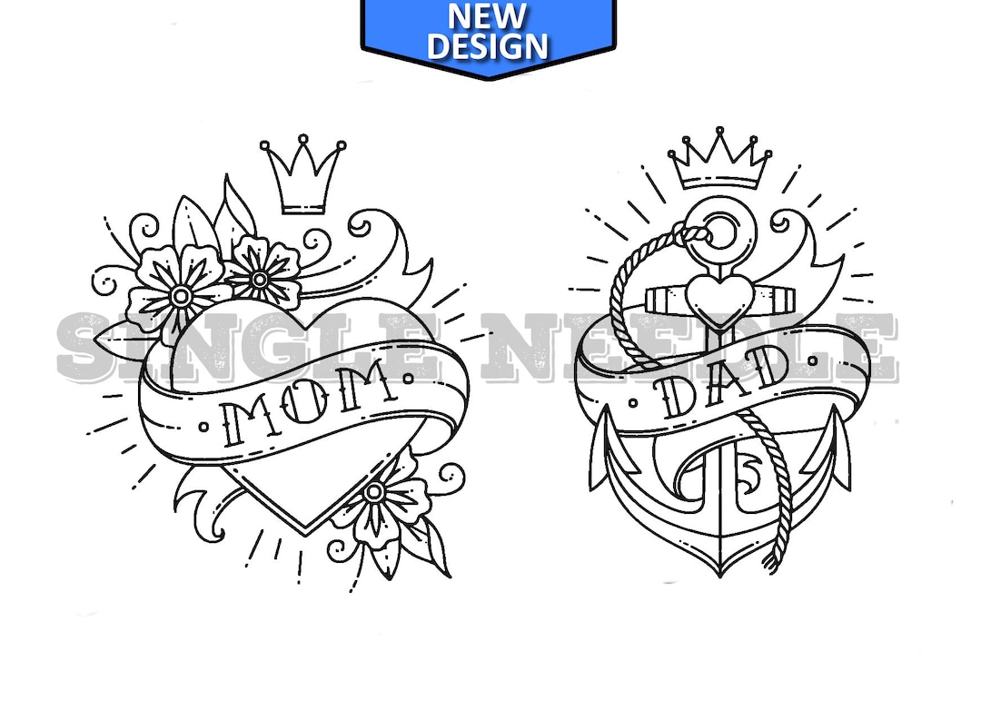 Traditional Mum and Tattoo Flash Sheet Stencil for Real Stick and Poke ...