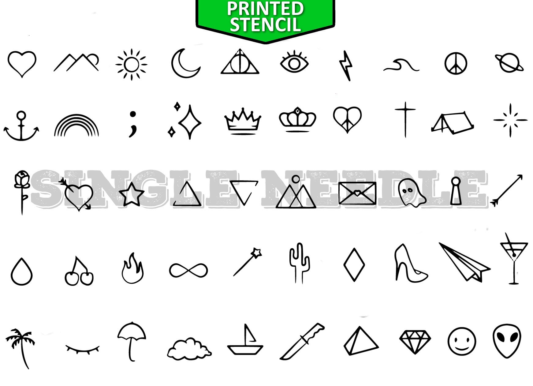 50 Mini Tattoo Flash Sheet Stencil - Ready-to-use, Easy-to-apply - Etsy