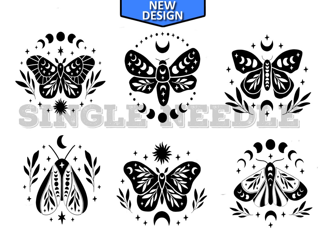 Butterfly Themed Tattoo Flash Sheet Stencil for Real Stick and Poke ...