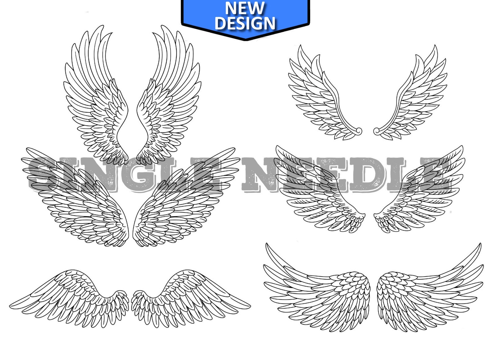 Angel Wings Tattoo Flash Sheet Stencil for Real Stick and Poke Tattoos ...