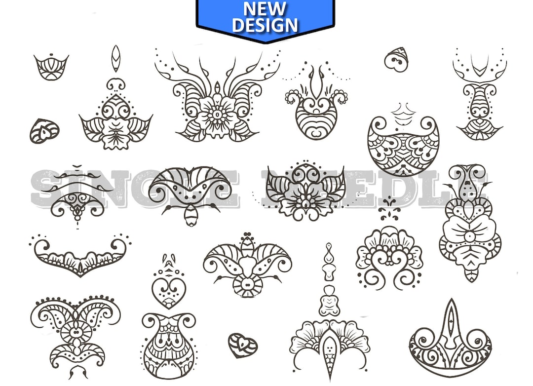 Henna Designs Tattoo Flash Sheet Stencil for Real Stick and Poke ...
