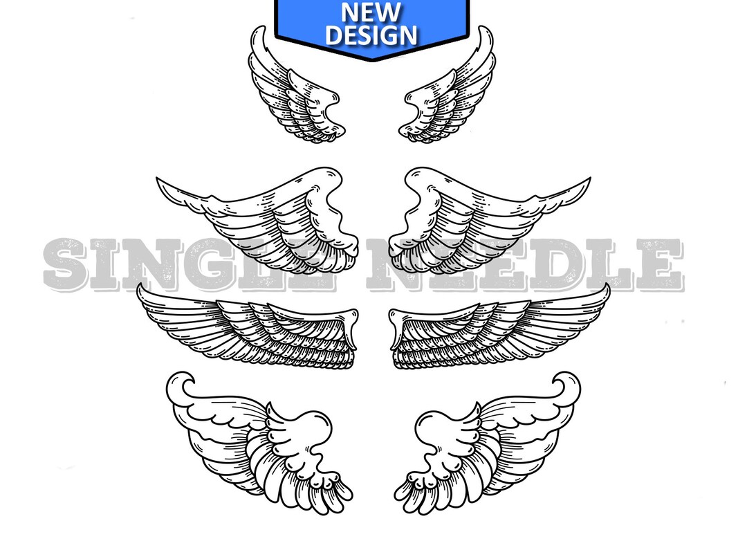 Angel Wings 2 Tattoo Flash Sheet Stencil for Real Stick and Poke ...