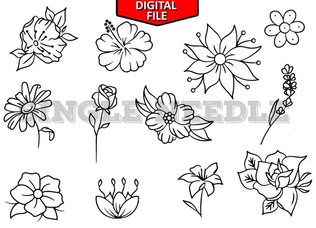 Flowers Tattoo Flash Sheet Stencil for Real Stick and Poke Tattoos - Etsy