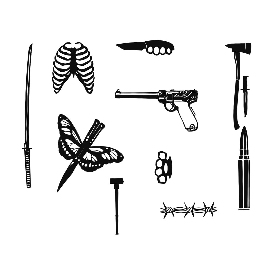 Weapon Tattoo Flash Sheet Stencil for Real Stick and Poke Tattoos - Etsy UK