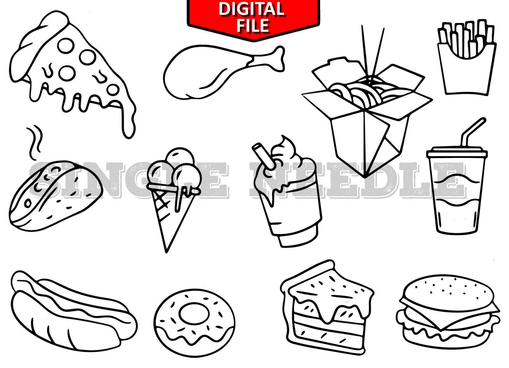 Fast Food Tattoo Flash Sheet Stencil for Real Stick and Poke Tattoos - Etsy