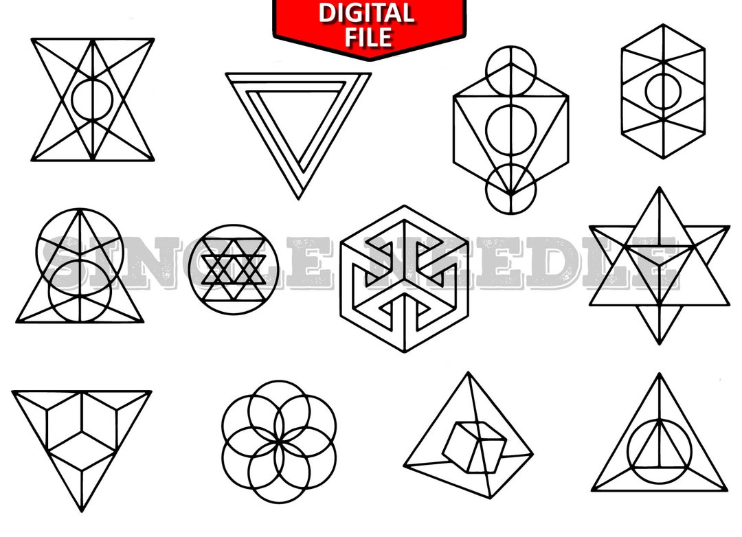 Geometric Shapes Tattoo Flash Sheet Stencil for Real Stick and Poke ...