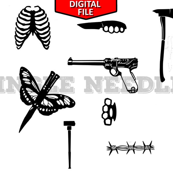 Weapon Tattoo Stencil - Etsy