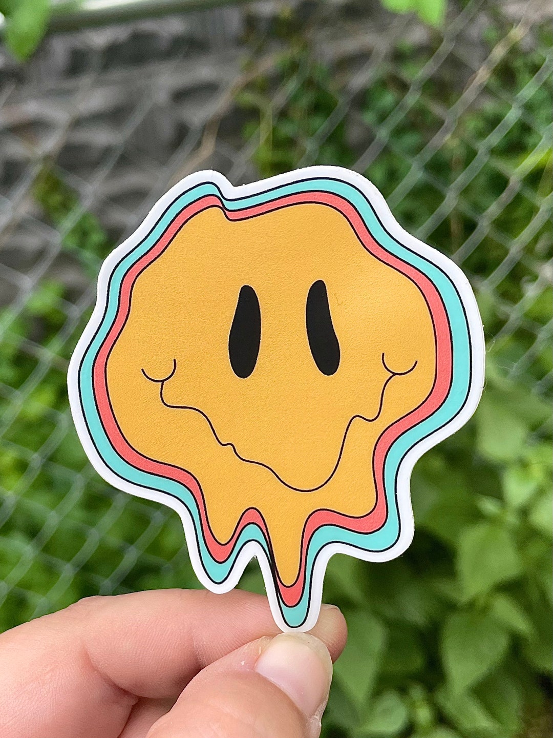 Smiley Face Sticker, Melting Smiley Face Sticker, Aesthetic Sficker - Etsy