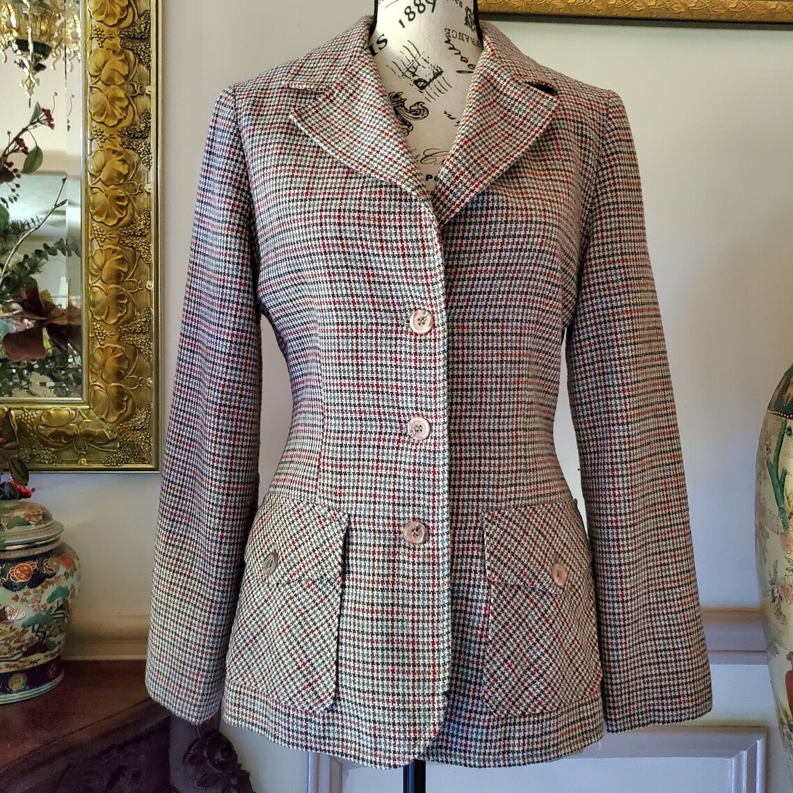 Vintage Bronson Houndstooth Detective Jacket - Etsy